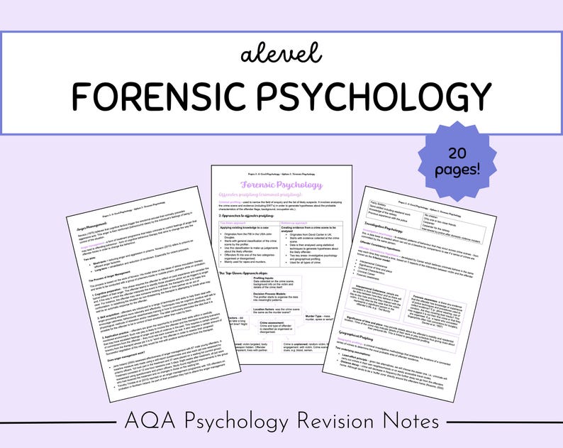 AQA A-level Psychology Revision Notes: Forensic Psychology - Etsy