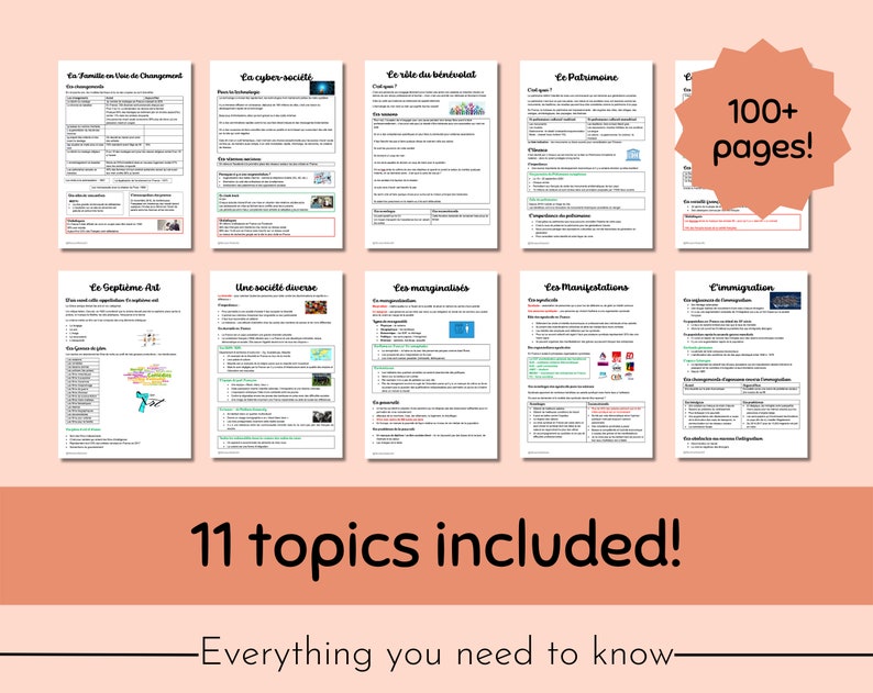 AQA A-level French Revision Notes – Year 1 + 2 - Etsy