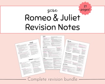 ROMEO & JULIET Character Profiles GCSE English Literature - Etsy UK