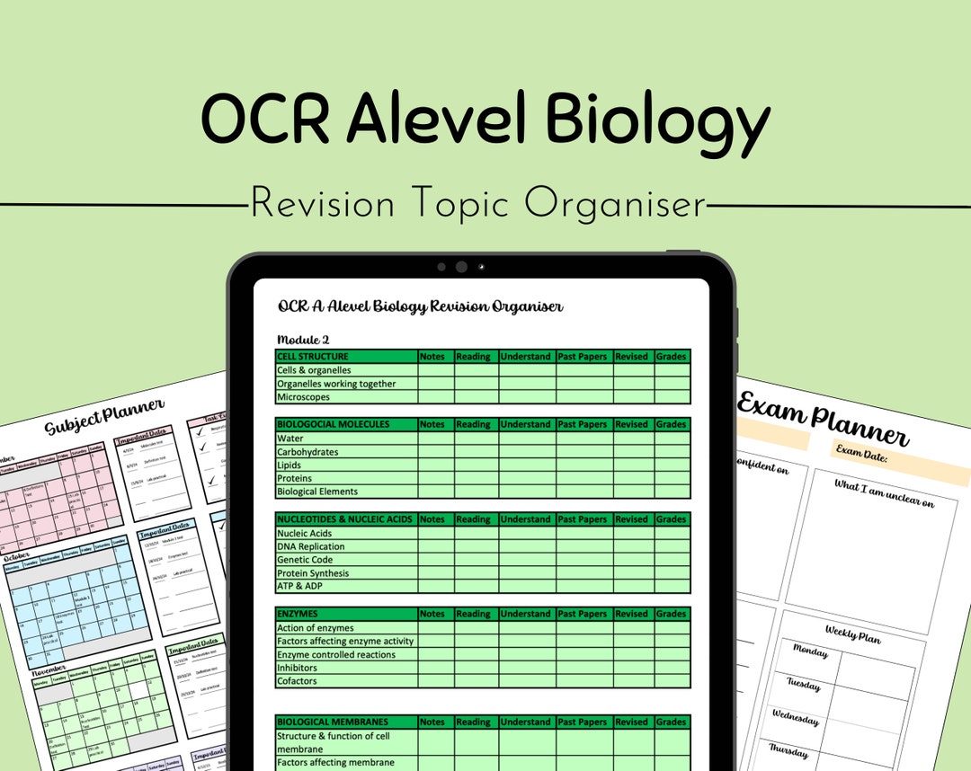 OCR Alevel Biology Topic Organiser / Progress Tracker / Checklist - Etsy