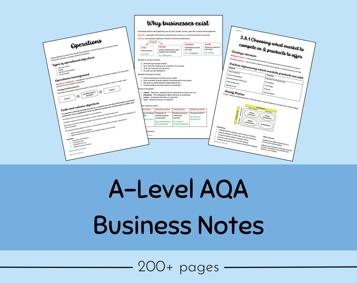 AQA A-level Business Revision Notes – Year 1 + 2 - Etsy