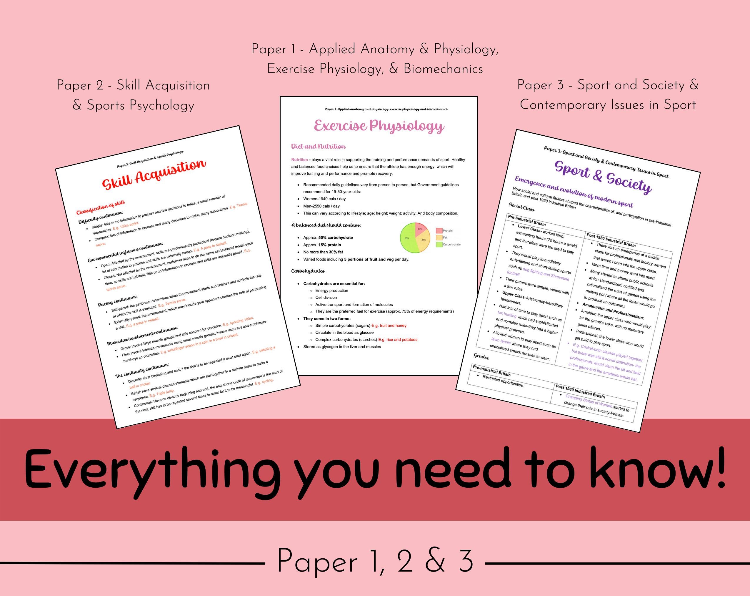 OCR A-level PE Revision Notes: Paper 1, 2 & 3 - Etsy