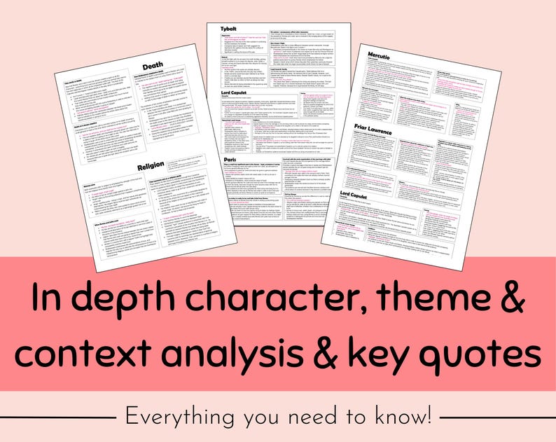 GCSE English Literature Romeo & Juliet Revision Notes - Etsy