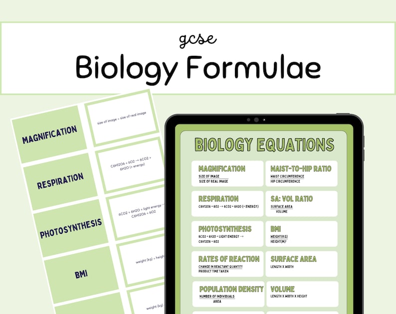 GCSE Biology Formulae Equation Flashcards & Revision Sheet - Etsy UK