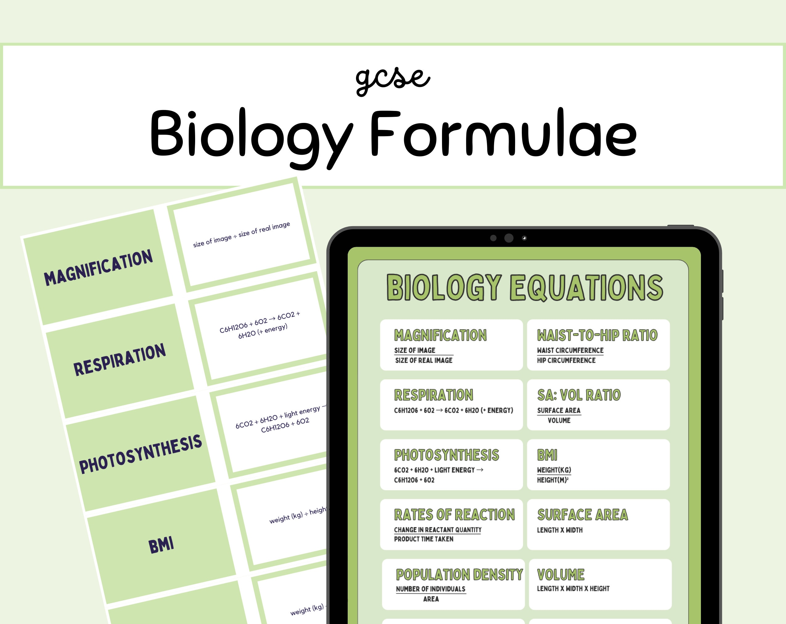 GCSE Biology Formulae Equation Flashcards & Revision Sheet - Etsy UK