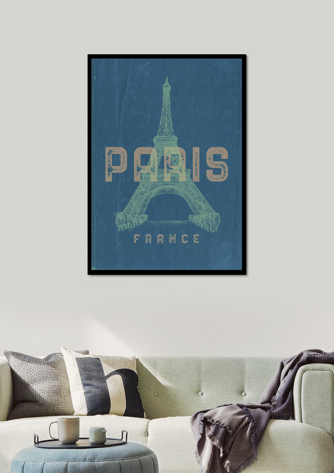 Paris Retro Travel Poster Shows Artwork of the Eiffel Tower in Paris ...