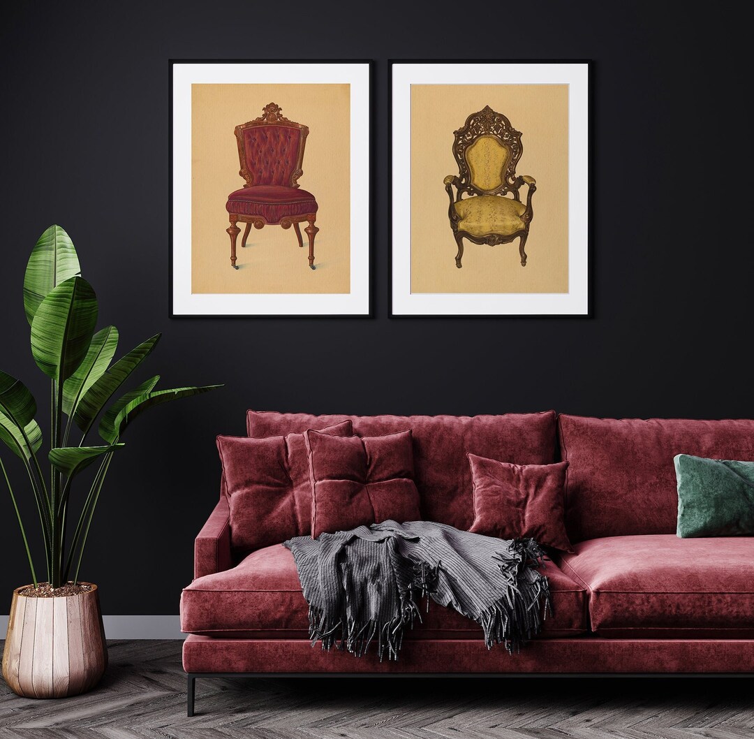 Set of 2 Victorian Chair Posters. Vintage Chair Artwork Ready to ...
