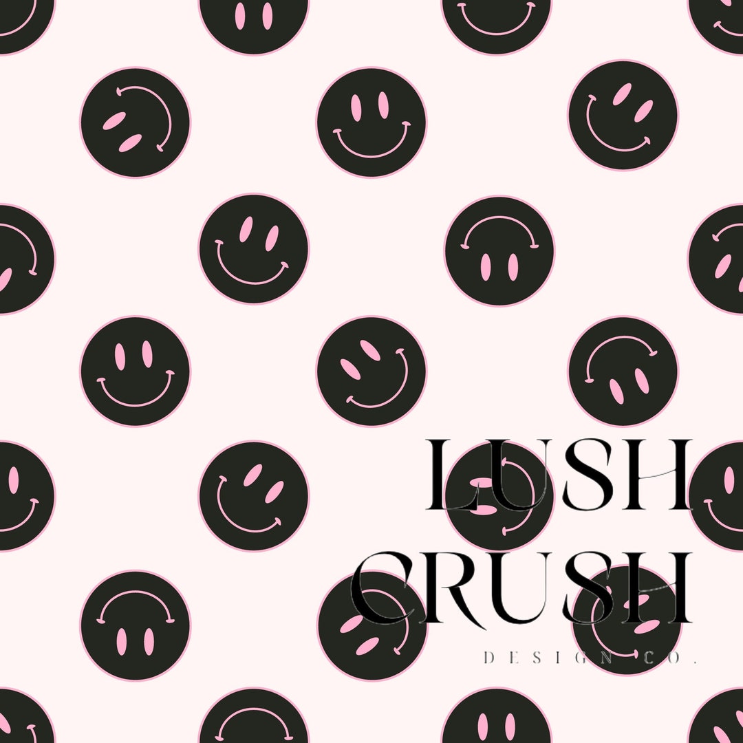 SEAMLESS PATTERN | Pink Smiley Face | Groovy | Retro | Valentines Day ...