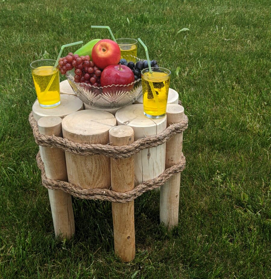 Cedar Log End Table Rustic - Etsy