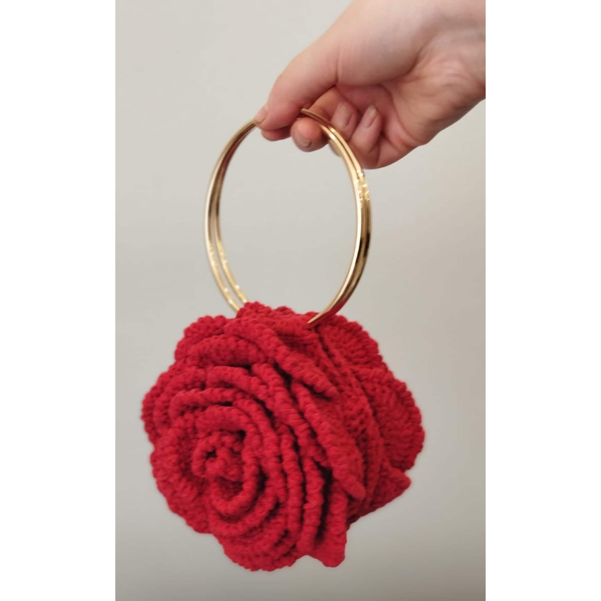 Rose Flower Bag,crochet Rose Purse,handmade Trendy Tote Bag, Ruffled ...