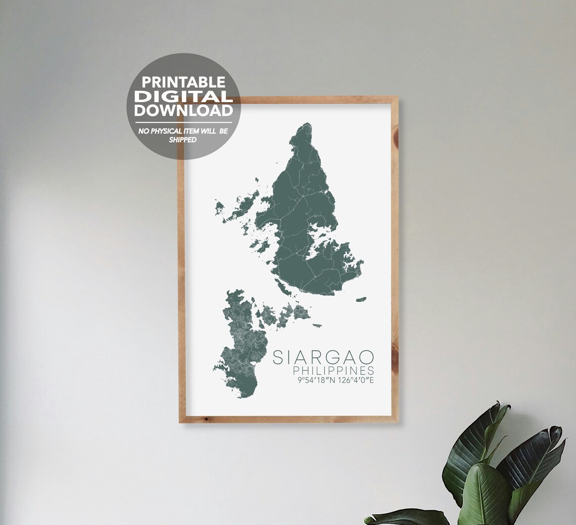 Siargao Map Art Minimalist Wall Art Modern City Map Decor Printable ...