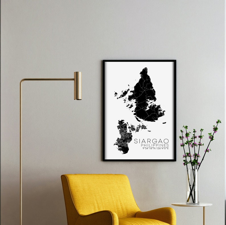 Siargao Map Art Minimalist Wall Art Modern City Map Decor Printable ...