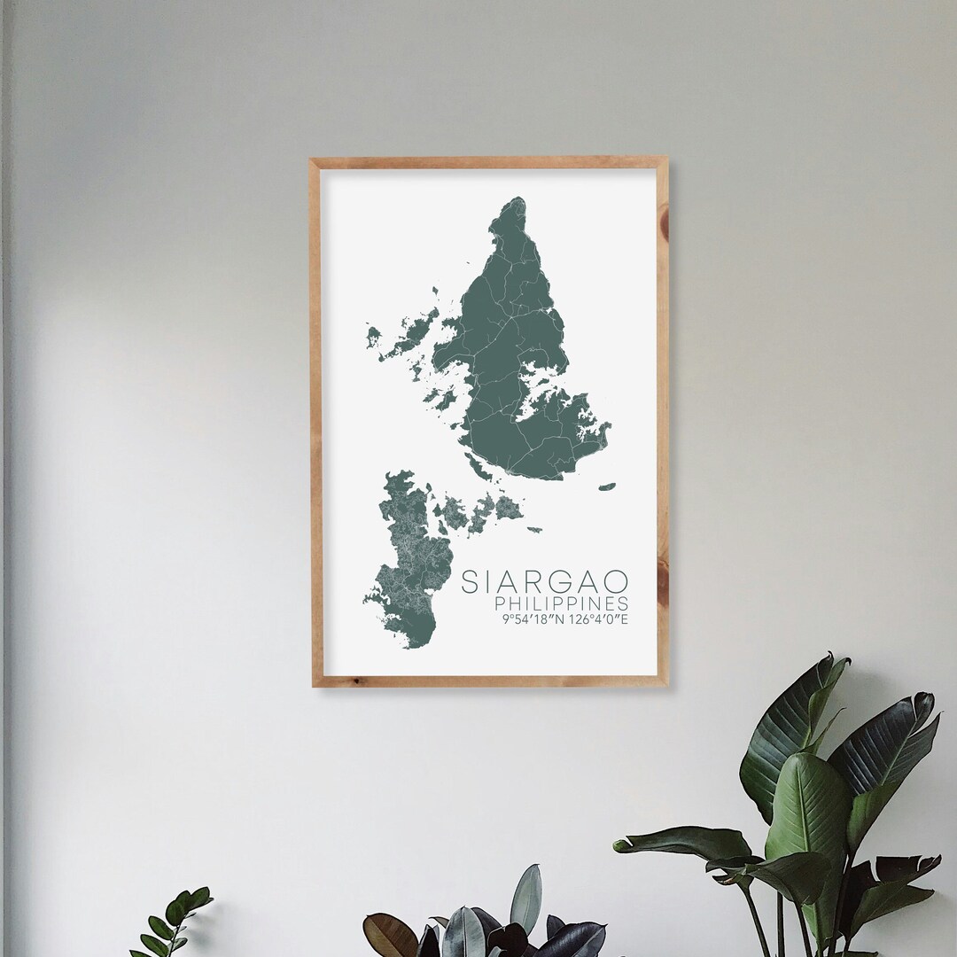 Siargao Map Art Minimalist Wall Art Modern City Map Decor Printable ...
