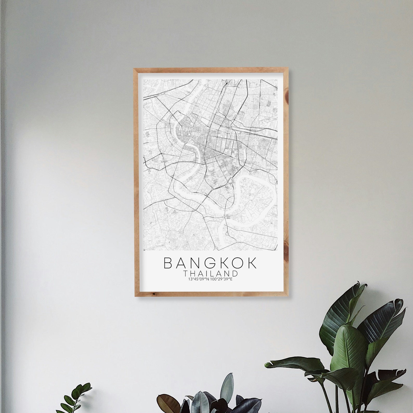 Bangkok City Map Art Minimalist Wall Art Modern City Map Decor ...