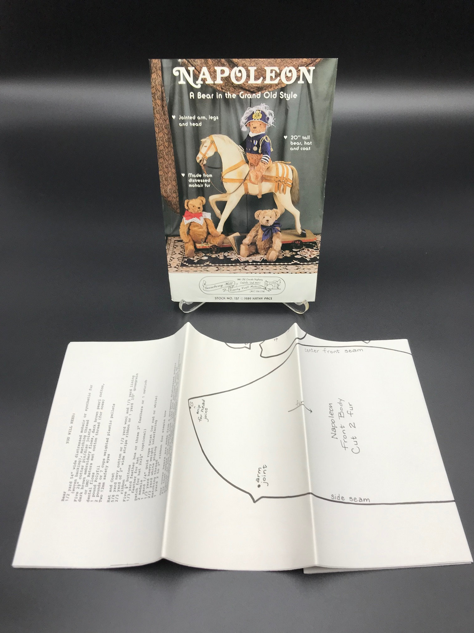 Gooseberry Hill Country Craft Patterns 157 Napoleon 20 Mohair Bear, Hat ...