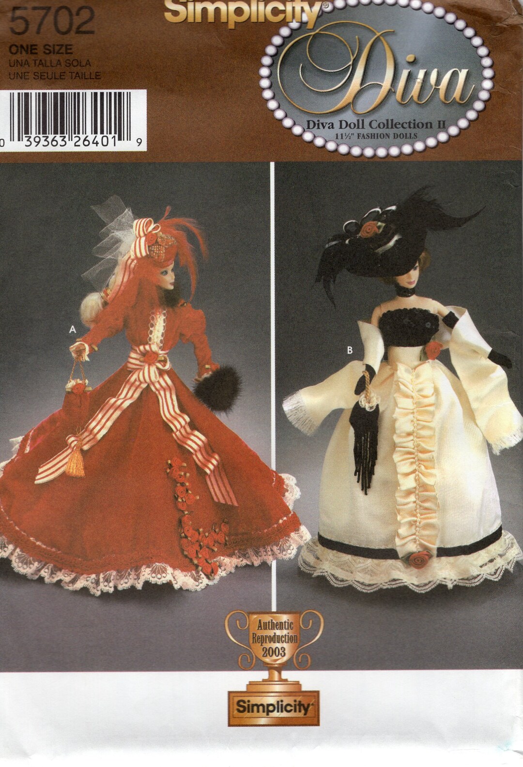 Simplicity 5702 Diva Doll Collection Authentic Reproduction Fashion ...