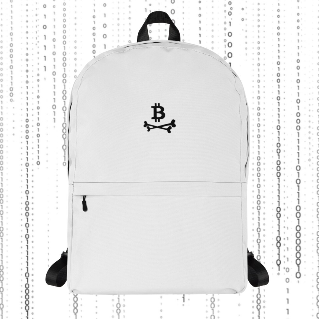 White Bitcoin Backpack With Jolly Roger Bones for Crypto - Etsy