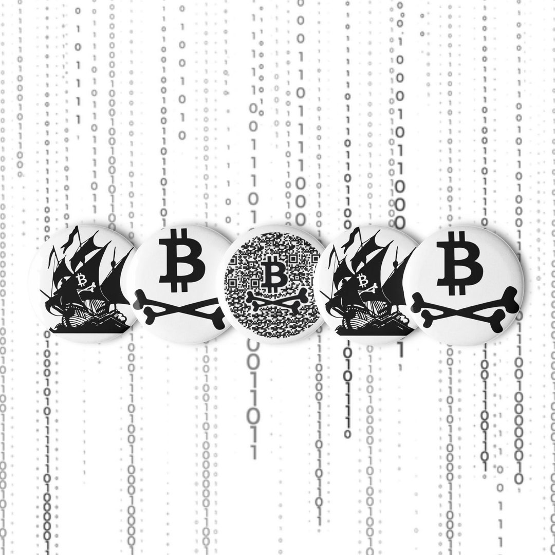 The Pirate Bank Bitcoin Pin Buttons With Ship & Jolly Roger - Etsy