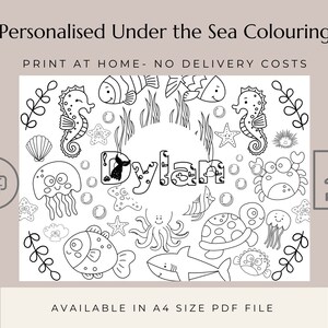 Editable Under the Sea Colouring Page, Placemat Colouring Page, Under ...