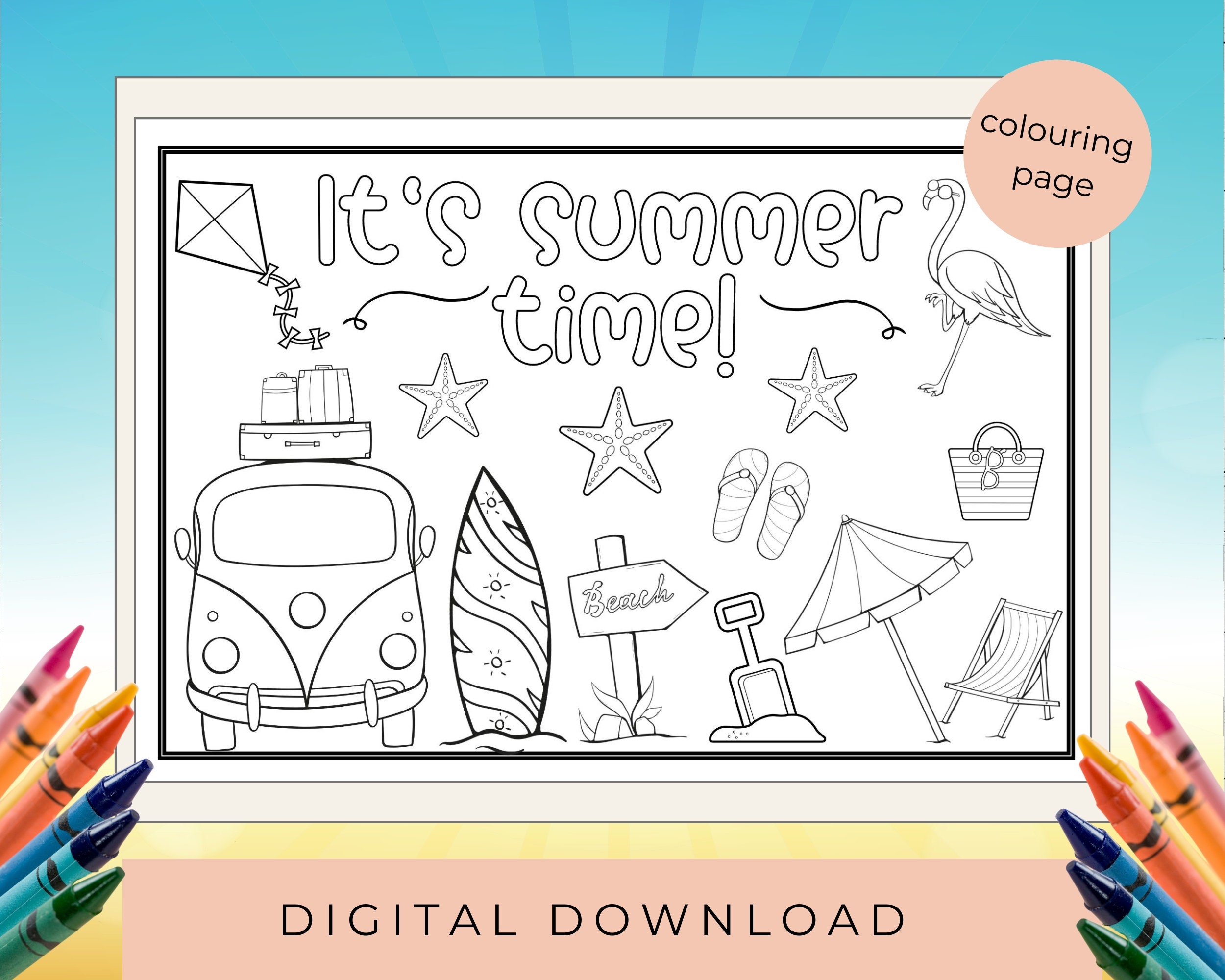Summer Colouring, Summertime Activity Pack, Colouring Pages for Kids ...