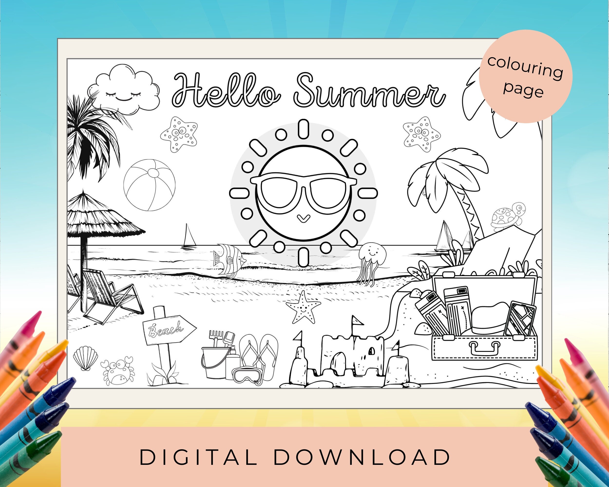 Summer Colouring, Summertime Activity Pack, Colouring Pages for Kids ...