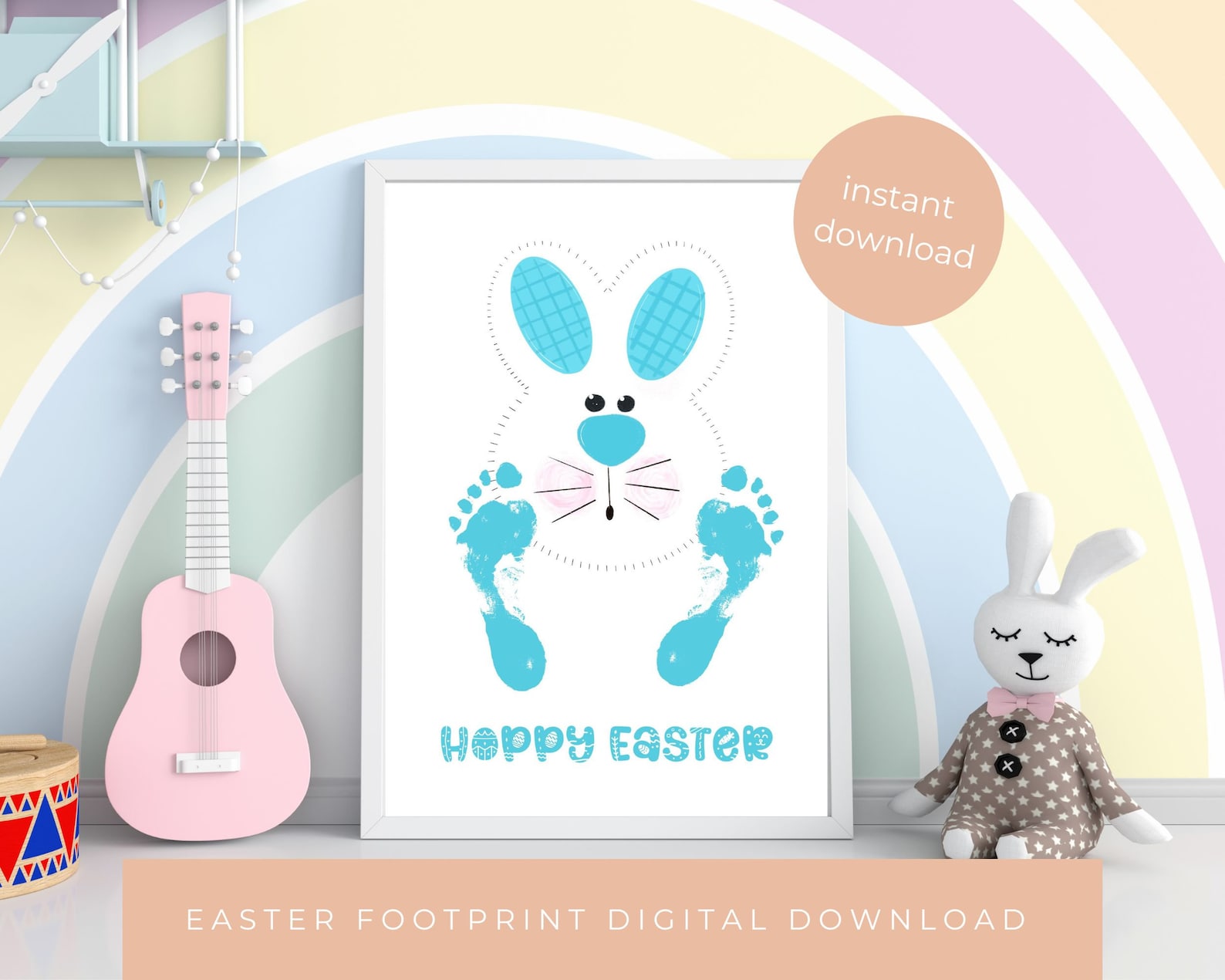 Easter Bunny Footprint Craft, Footprint Art, Easter Bunny Printable ...