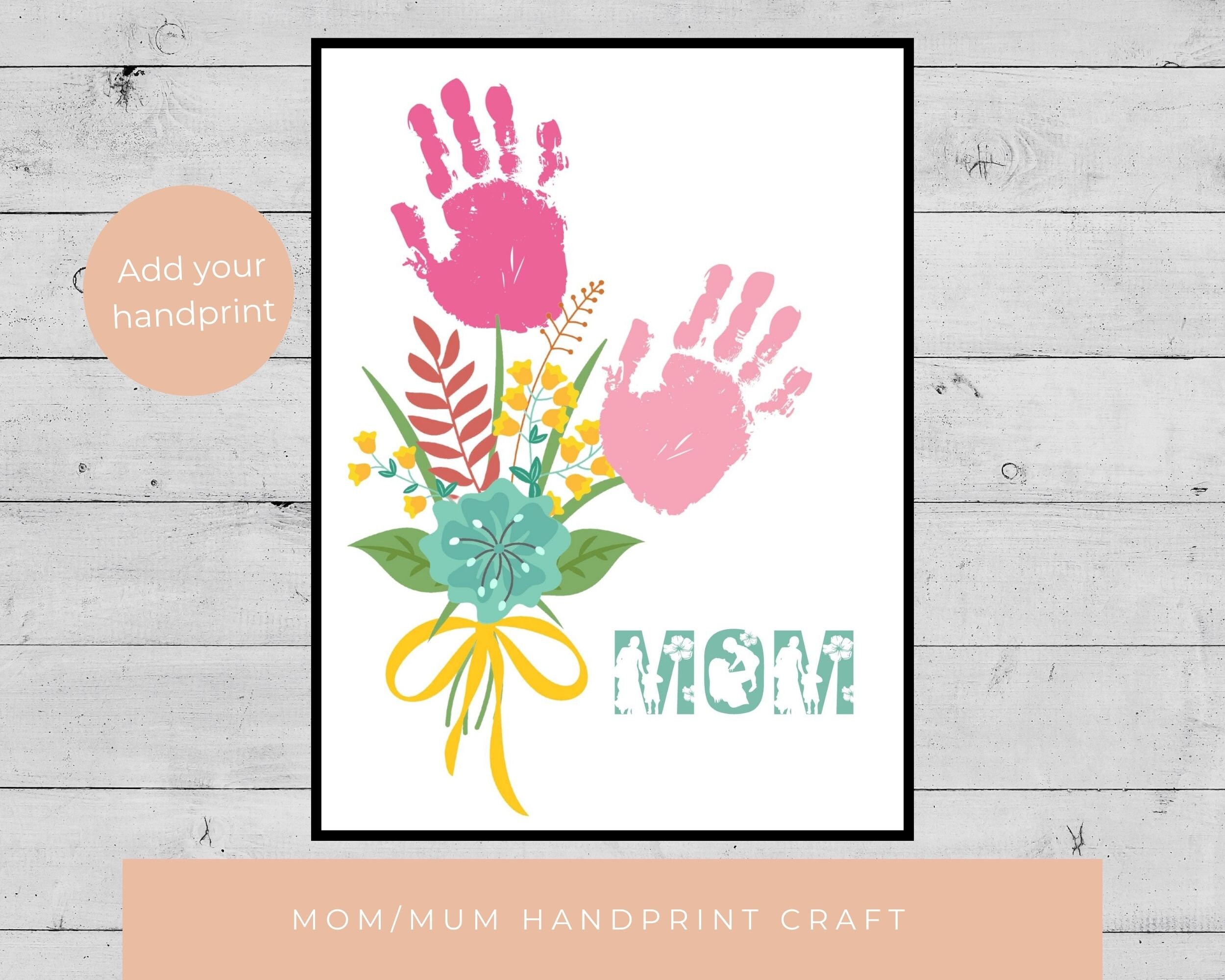 Mother's Day Handprint, Art Print, Floral Bouquet, Mom Mum Grandmas ...