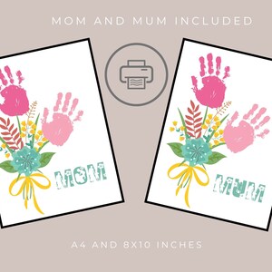 Mother's Day Handprint, Art Print, Floral Bouquet, Mom Mum Grandmas ...