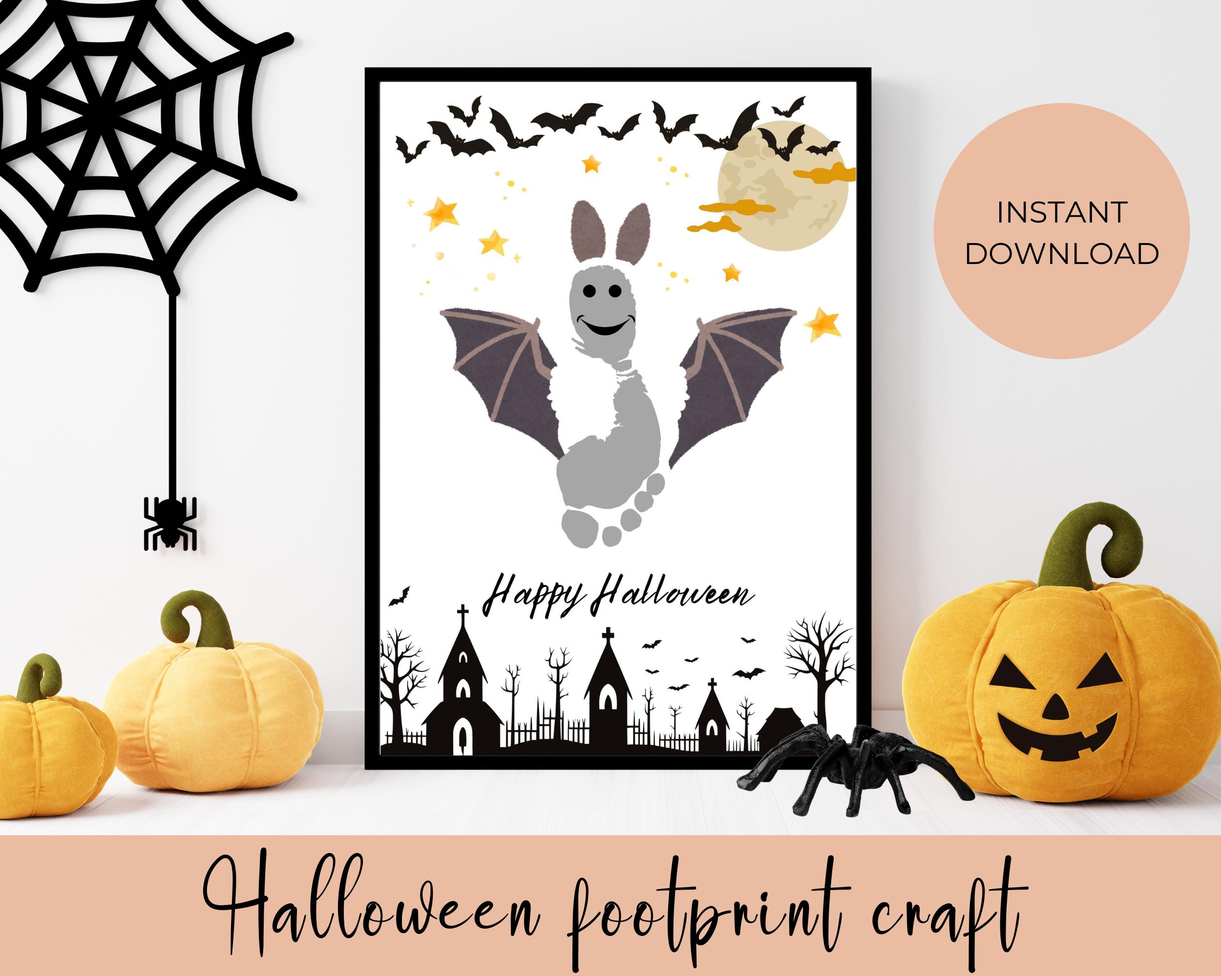 Footprint Bat Craft | Halloween Keepsake, Toddler Activity (A4 PDF) - Etsy