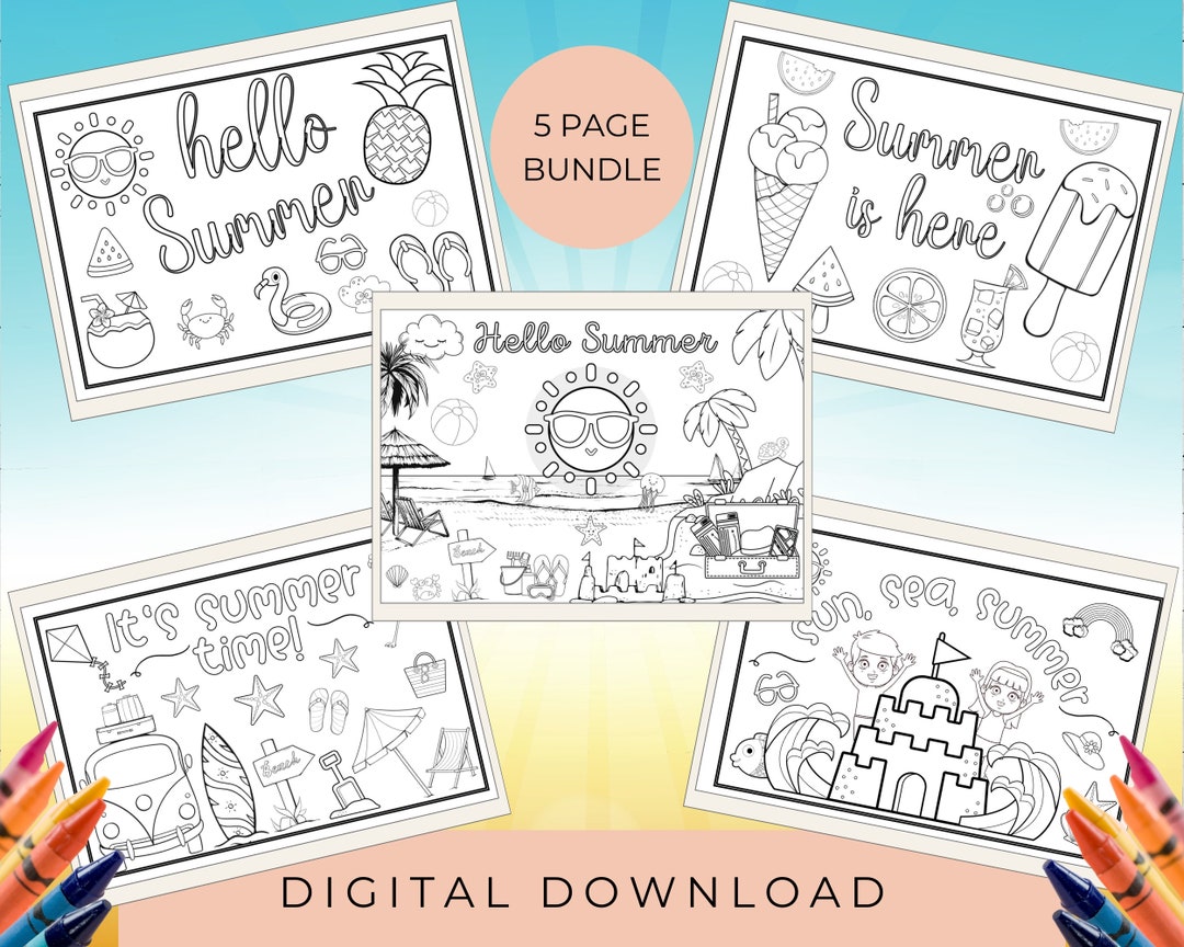 Summer Colouring, Summertime Activity Pack, Colouring Pages for Kids ...