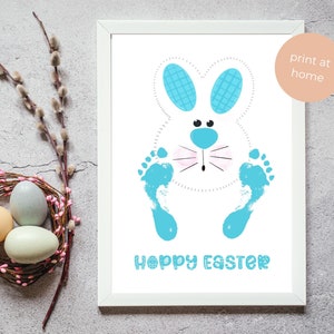 Easter Bunny Footprint Craft, Footprint Art, Easter Bunny Printable ...