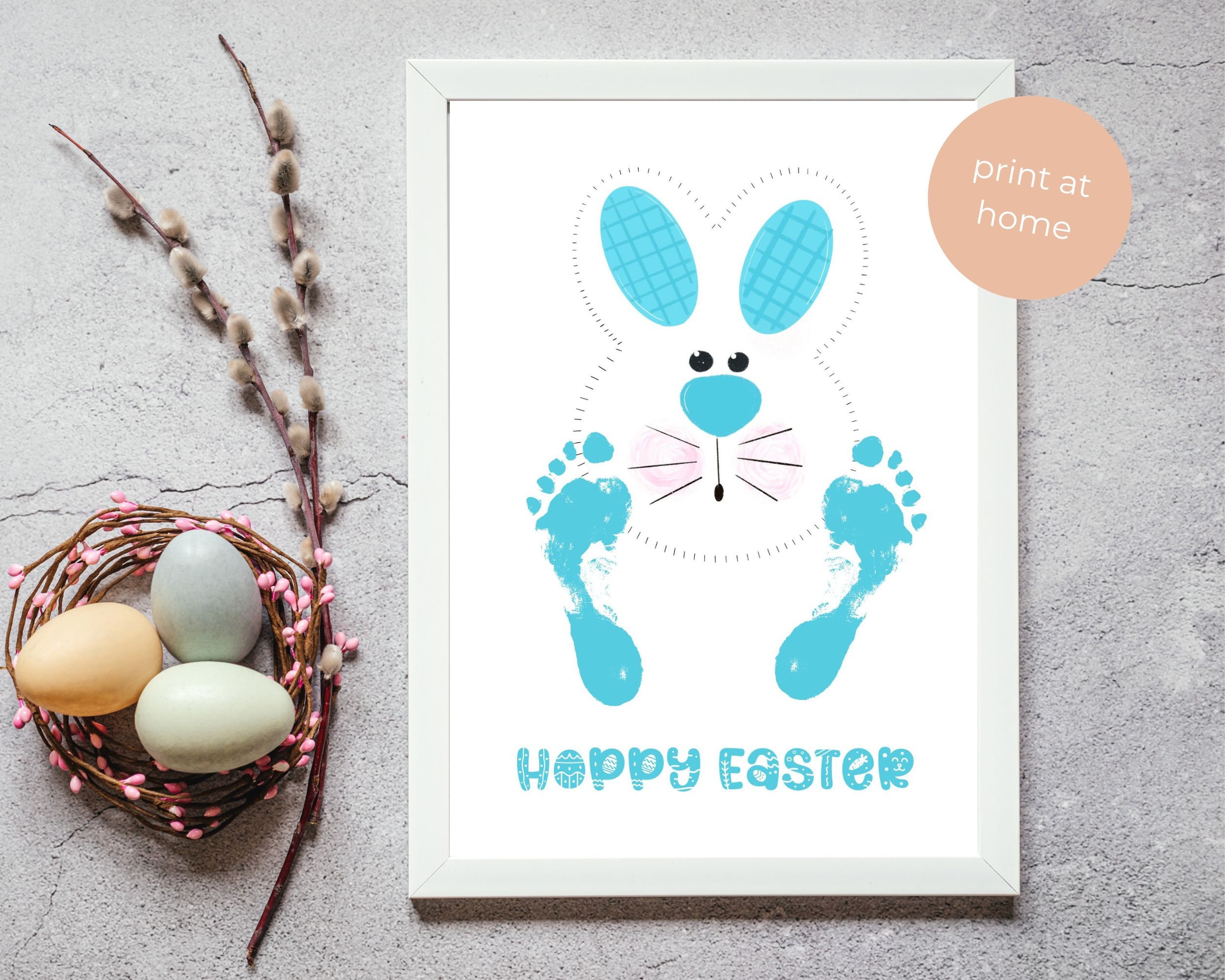 Easter Bunny Footprint Craft, Footprint Art, Easter Bunny Printable ...