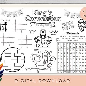 King Charles Coronation Activity Sheet: Kids Printable (digital ...