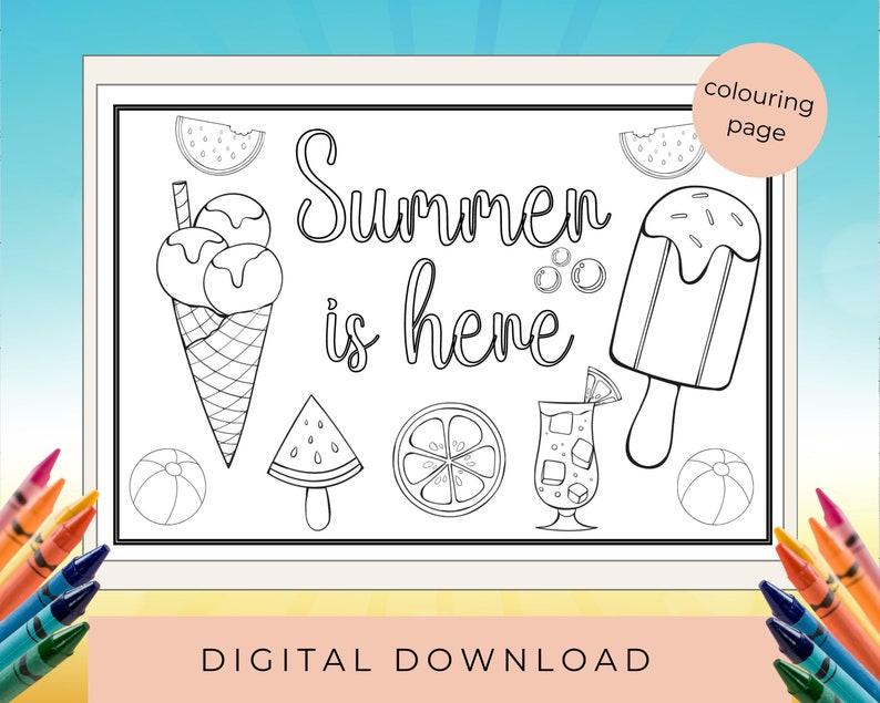 Summer Colouring, Summertime Activity Pack, Colouring Pages for Kids ...