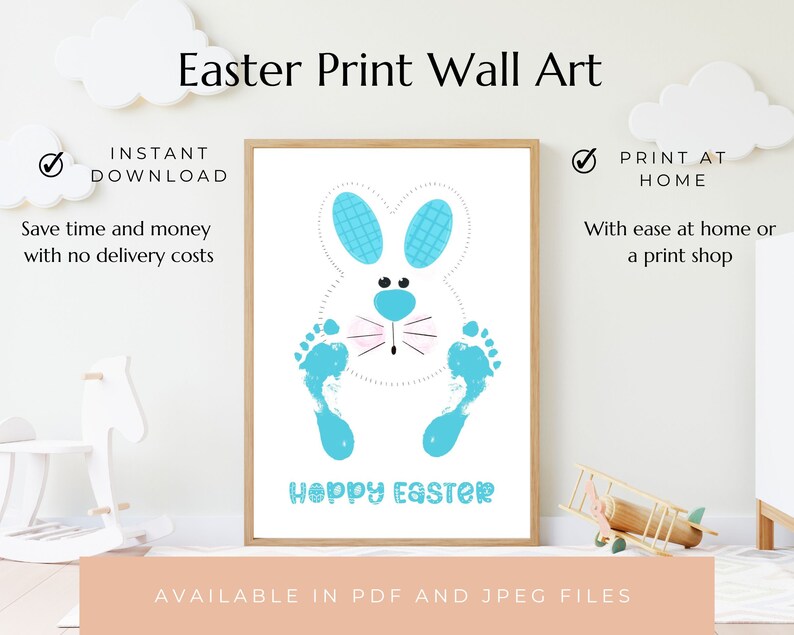 Easter Bunny Footprint Craft, Footprint Art, Easter Bunny Printable ...