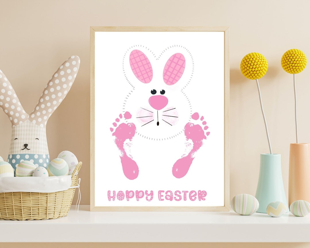 Easter Bunny Footprint Craft, Footprint Art, Easter Bunny Printable ...