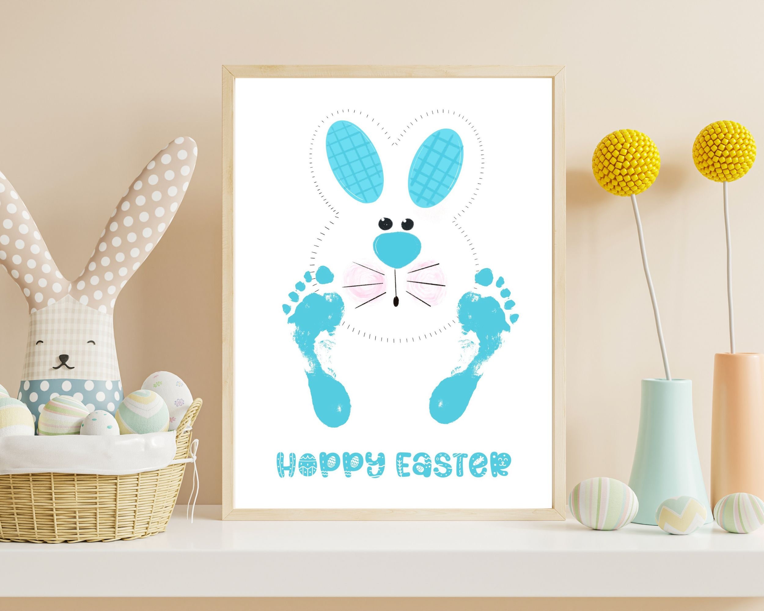 Easter Bunny Footprint Craft, Footprint Art, Easter Bunny Printable ...