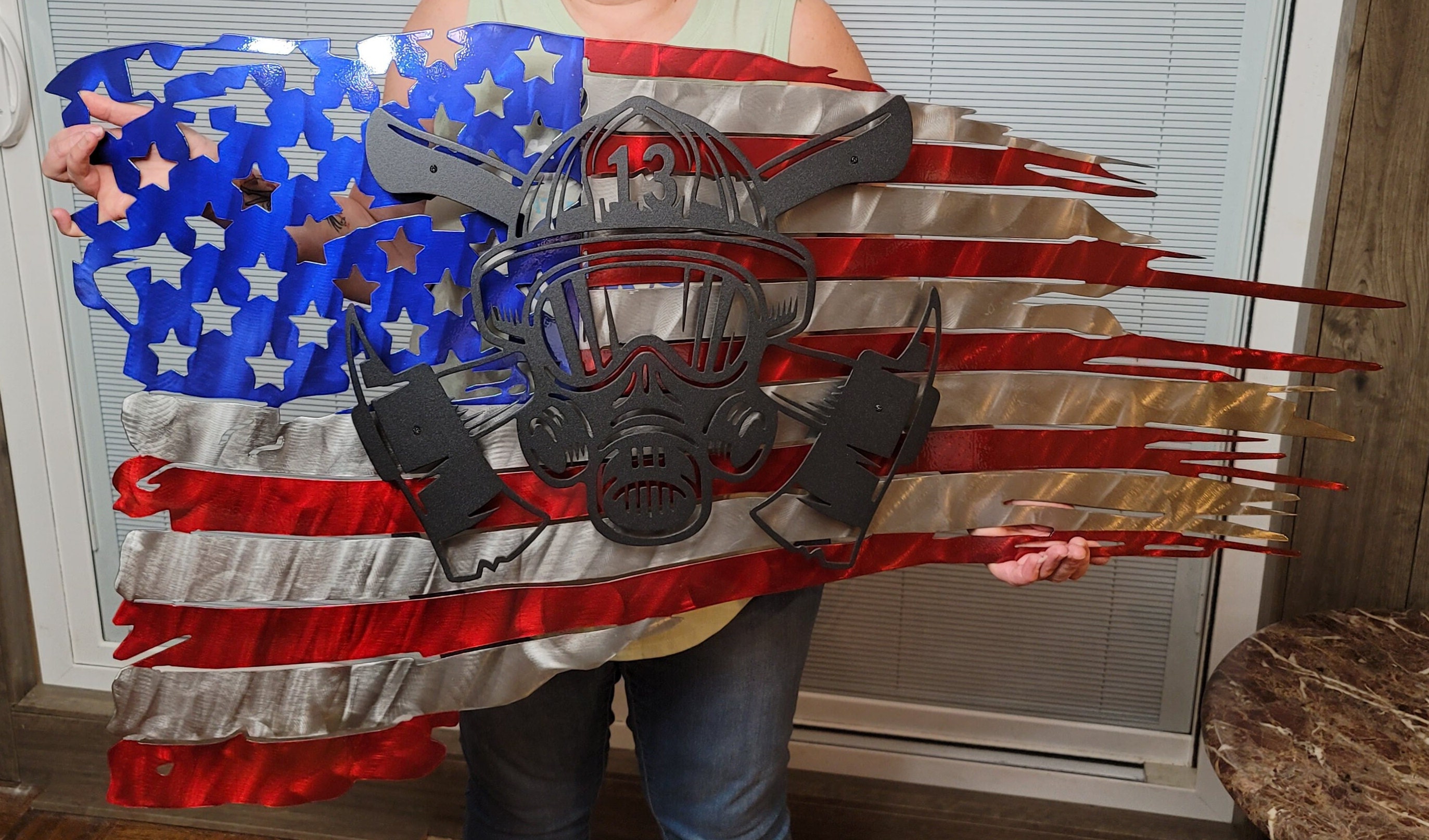 Tattered American Flag Fireman Tribute - Etsy