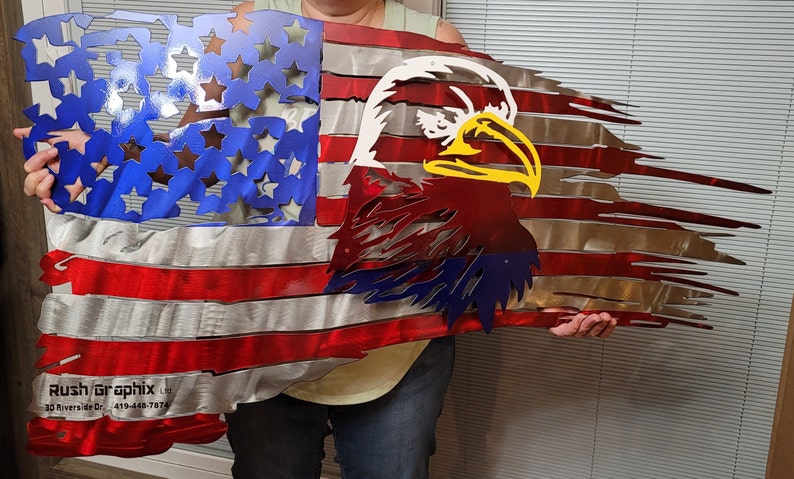 Tattered American Eagle Flag With Custom Logo - Etsy
