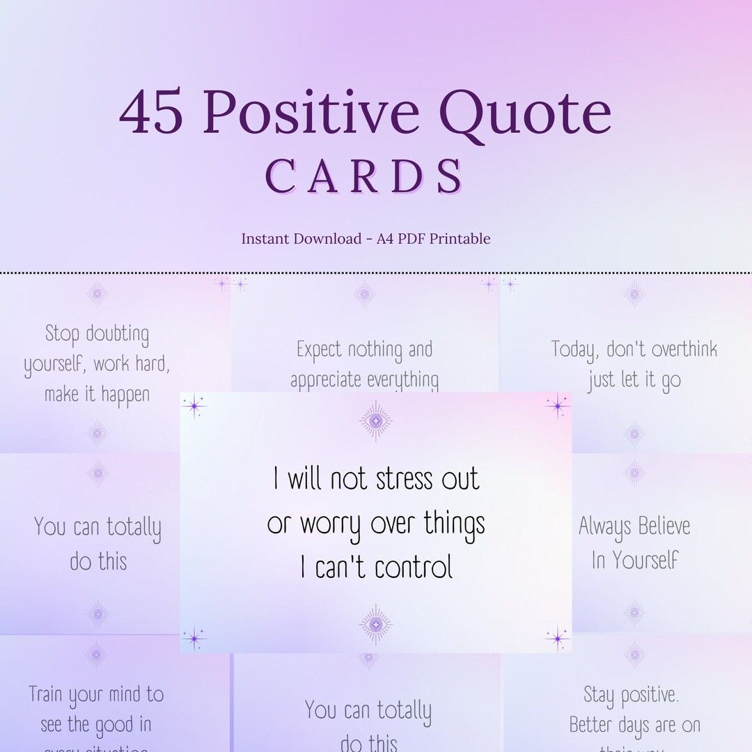 45 Positive Quote Cards PDF - Instant Download + Free Moon Reading - Etsy