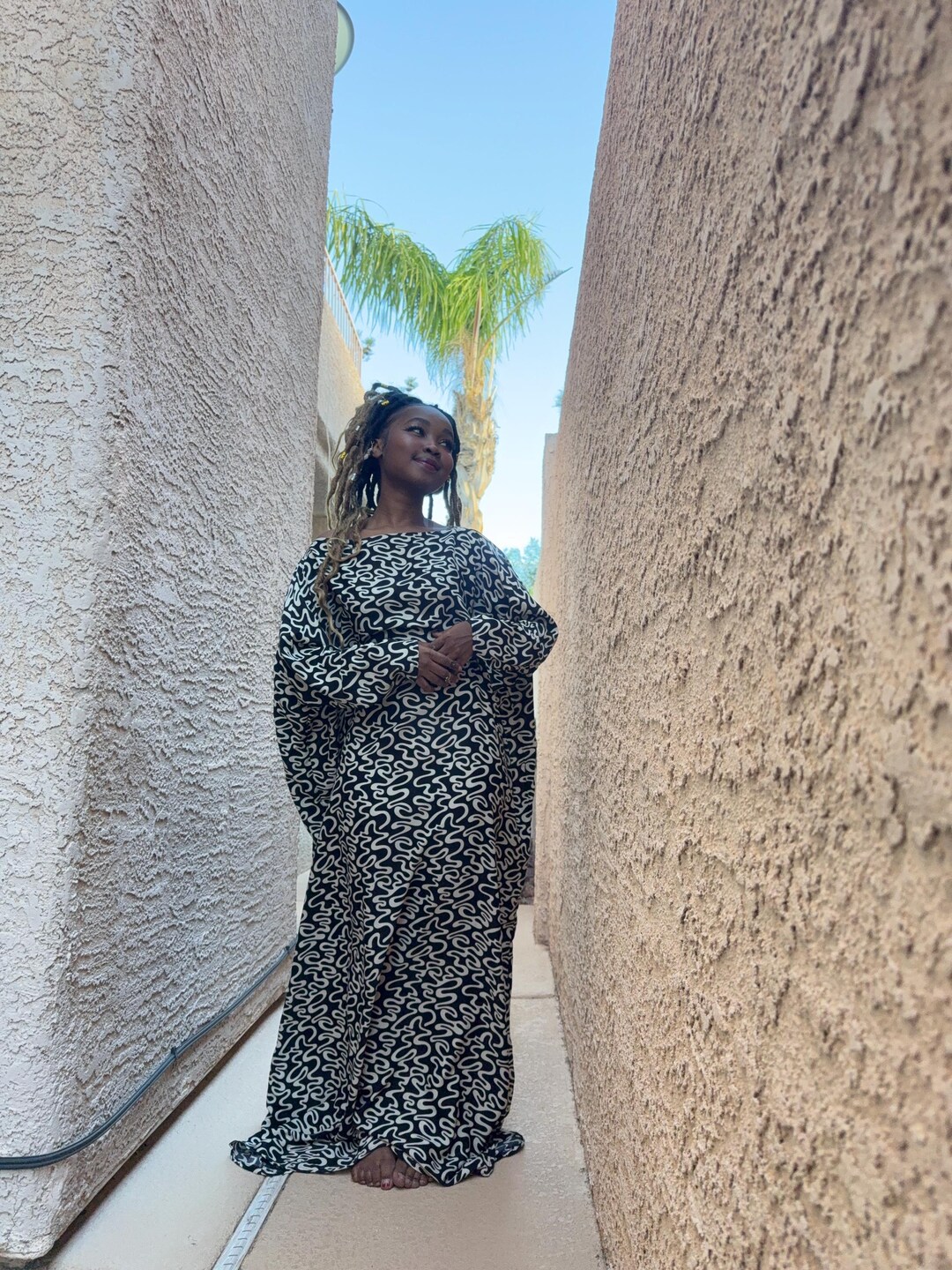 Elegant Black & White African Dera Dress – Oversized Dera Kaftan ...