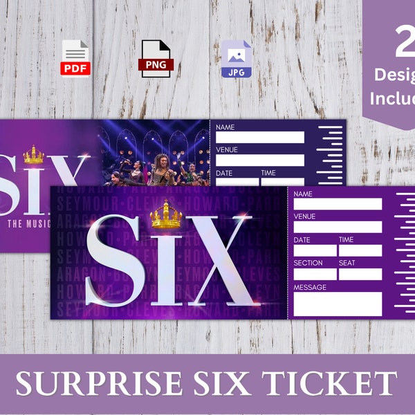 Six the Musical Ticket Template - Etsy