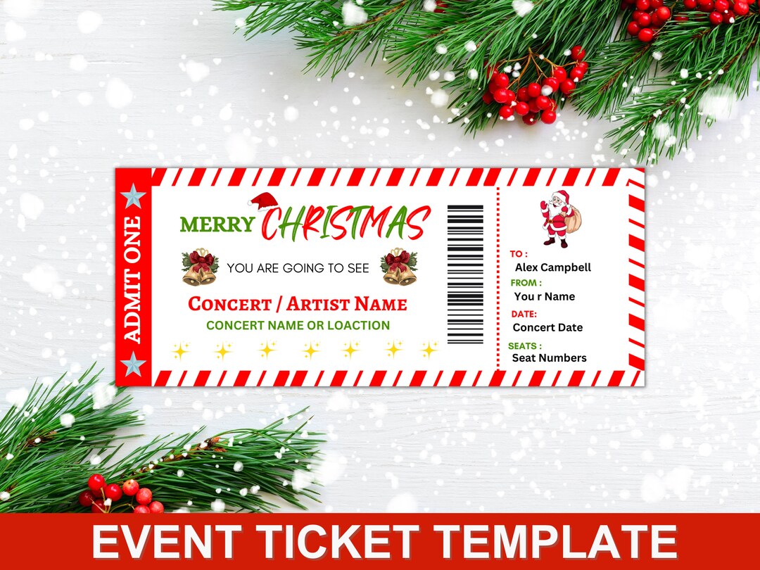Christmas Event Ticket Template for Kids, Christmas Coupon Template ...