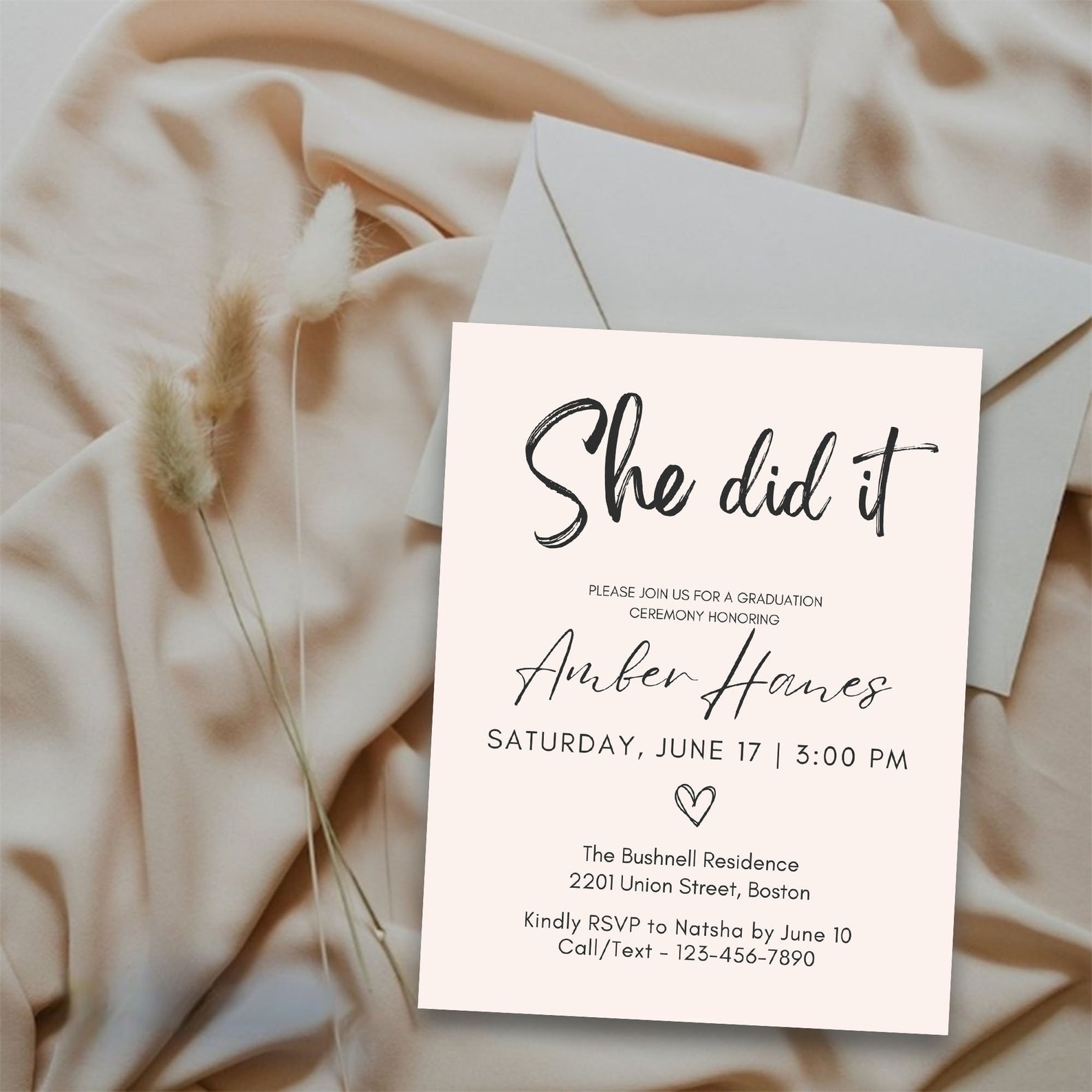 She Did It Graduation Invitation Template, Printable Graduation Party ...