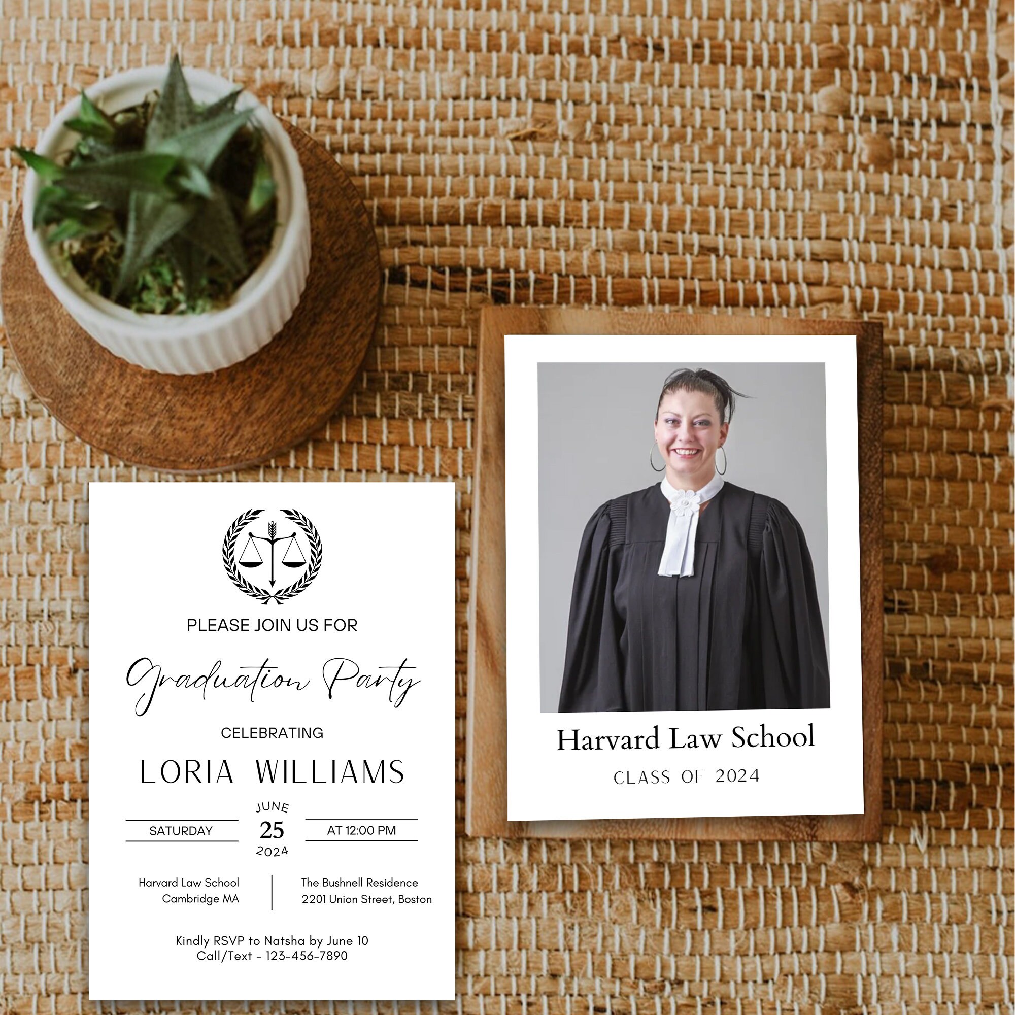 Law School Graduation Party Invitation With Photo, Lawyer Paralegal ...