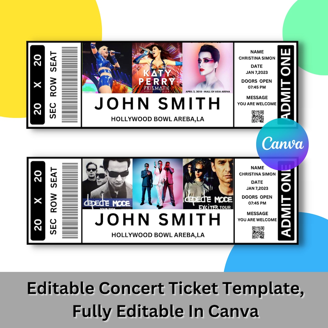 Editable Concert Ticket Template Custom Concert Ticket Printable Event ...