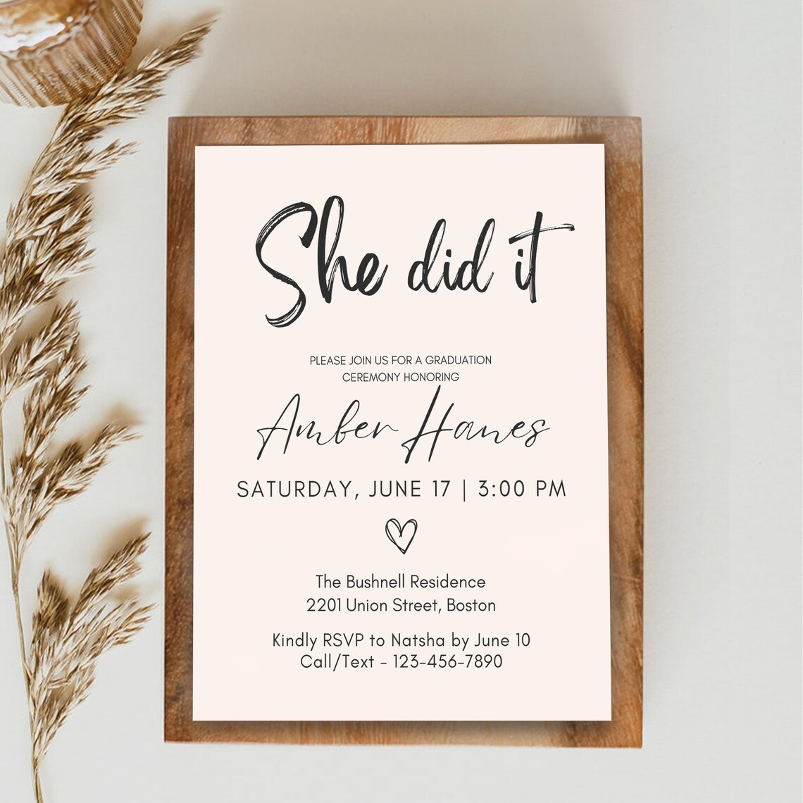 She Did It Graduation Invitation Template, Printable Graduation Party ...