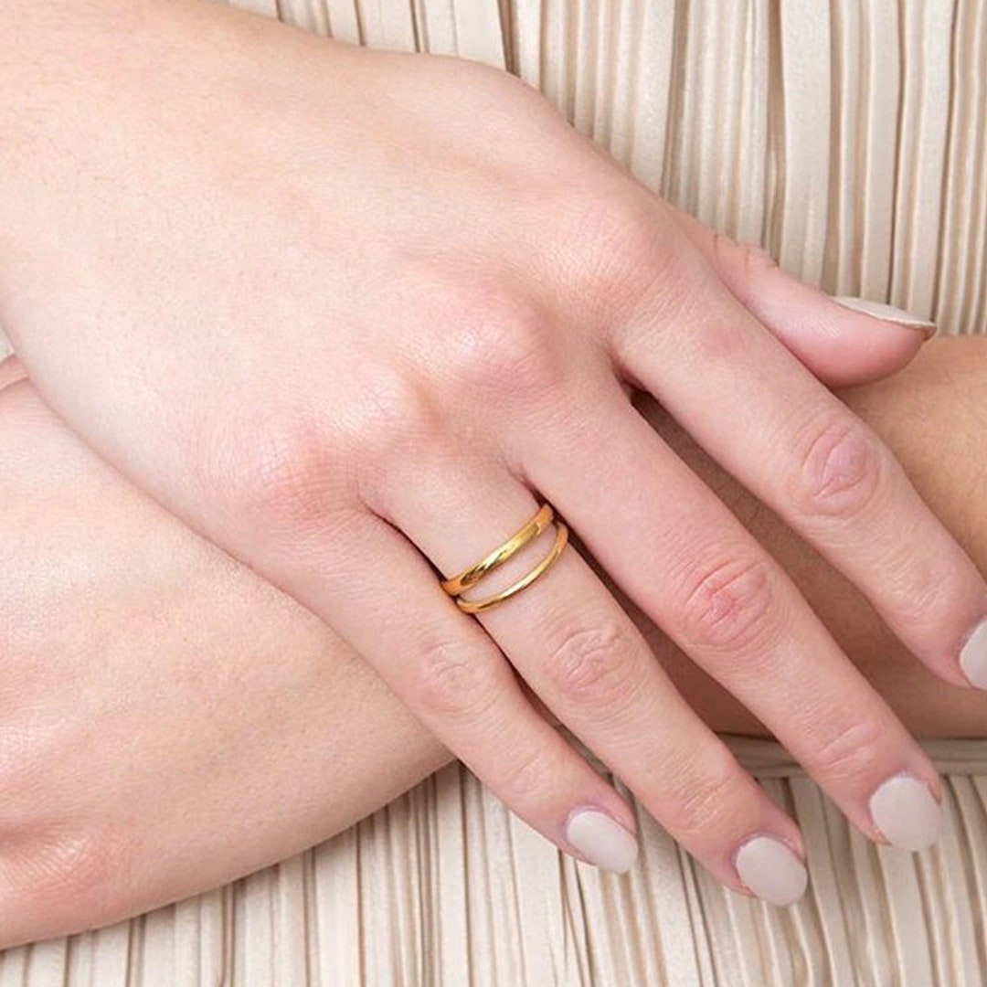 Double Layer Ring Stainless Steel Ring Dainty Ring - Etsy