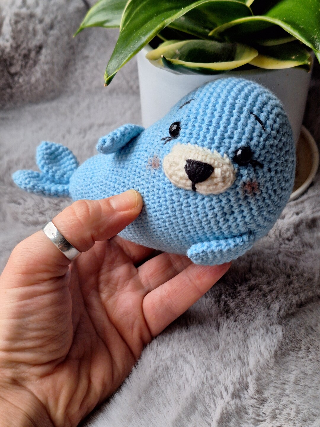 Crochet Stuffed Seal, Handmade Sea Creature, Seal Amigurumi ...