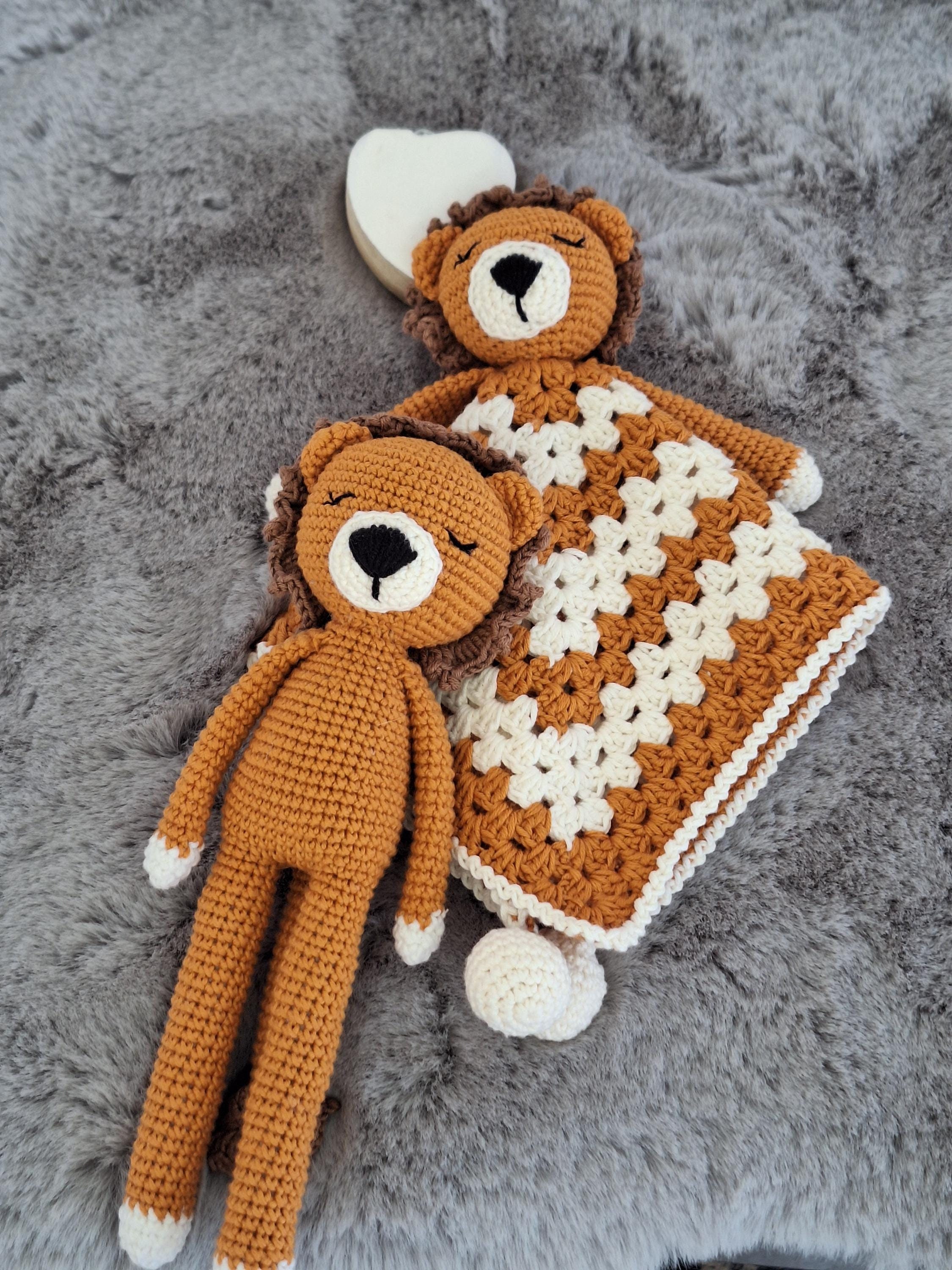 Crochet Baby Lovey and Lion Toy Bundle, Set of Baby Shower Gift ...